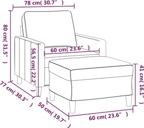 Křeslo s podnožkou žluté 60 cm samet 3201051