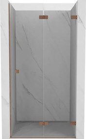 Mexen Lunar-F, pravé skládací sprchové dveře 70 cm, 8mm čiré sklo, měděný matný profil, 836-070-000-65-00-P