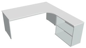Sestava stolu a skříně levá 180 cm - Hobis Gate GE 1800 H L Dekor stolové desky: bílá, Dekor lamino podnože: šedá