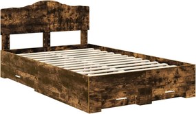 Rám postele s čelo Kouřový dub 135 x 190 cm Kompozitní dřevo 3413206