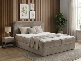 Čalouněná postel boxspring FORENA 160x200 cm béžová Matrace: Matrace Bonell pružinová