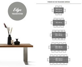 Jídelní stůl Edge 180x90 XL akácie platina nerezová ocel široká podnož
