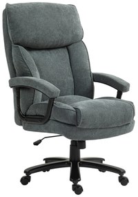 HOMCOM Kancelářská židle HOMCOM, ergonomická kancelářská židle s houpací funkcí, lněný vzhled, výškově nastavitelná židle k PC s funkcí otáčení, siln…