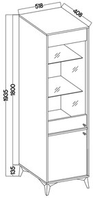 TOKYO 1 e | vitrína 101 | 51,8 cm | eukalyptová/černá