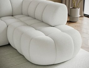 Rohová sedací souprava Tontano s funkcí spaní a výsuvným sedákem, bílý samet, pravostranná