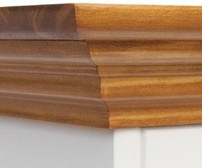 Massive home | Belluno Elegante bílý psací stůl z masivu s dubovou deskou