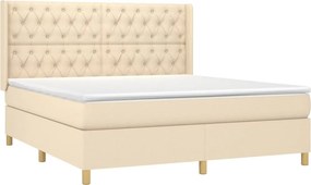 Box spring postel s matrací a LED krémová 160x200 cm textil 3139130