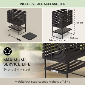 Blumfeldt Krakatoa, ohniště, masivní ocel, přihrádka na dřevo, laserem řezaný design