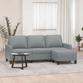 3místná pohovka s podnožkou světle šedá 180 cm textil 3201037