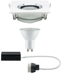 Paulmann 92904 bodovka Premium Nova adjustable, 1x7W LED GU10 2700K stmívatelná, matná bílá-chrom, 9,3x9,3cm, IP67