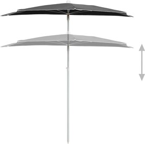 Zahradní půlkruhový slunečník s tyčí 180 x 90 cm antracitový 315561