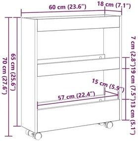 Servírovací stolek, kolečka, dřevo, černá, NoBi OSLO