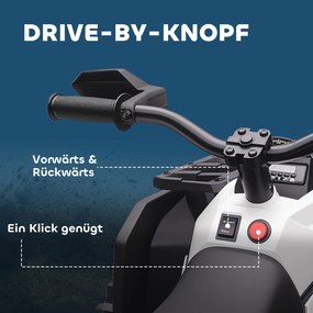 HOMCOM Elektrické dětské čtyřkolky, 3-8 km/h, 45 min provozní doba, LED světlomety, hudební přehrávač s USB, pro děti 3 až 5 let
