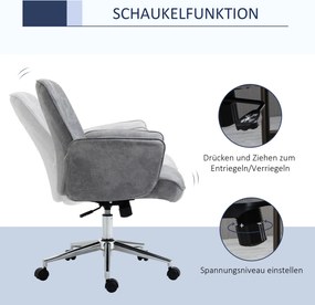 Kancelářská židle Vinsetto XXL ergonomická čalouněná židle výškově nastavitelná s funkcí houpání do nosnosti 120 kg Světle šedá | Aosom.de