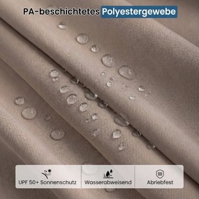 Costway Dvojitý slunečník se stojanem a LED světly a UPF 50+, hnědý