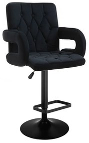 LuxuryForm DESIGN Barová židle BOSTON VELUR na černé kulaté podstavě - černá