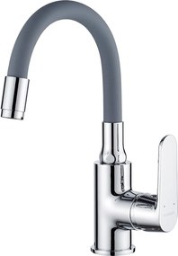 Kuchinox Dima, umyvadlová baterie s flexibilním výtokem h-280, šedá-chromová, LAV-BQD_021D