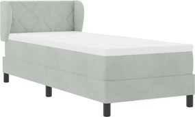 Postel s boxspringem s čelo Světle šedá 80 x 200 cm samet 3340412