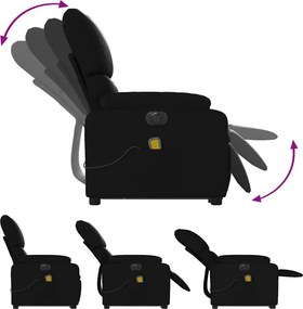Elektrické zvedací masážní polohovací křeslo černé umělá kůže 3204907