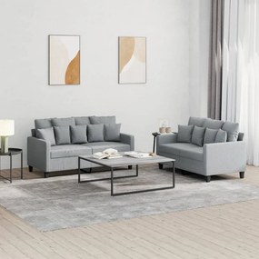 2dílná sedací souprava s poduškami světle šedá textil 3201648