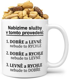 Hrnek Nabízíme služby (Náplň hrníčku: Směs slaných oříšků)