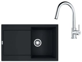 Franke - Kuchyňský set G258MČ, fragranitový dřez MRG 611 a baterie FS 3229.031, matná černá/chrom 114.0700.717