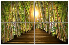 Obraz na plátně - Dřevěná promenáda v bambusovém lese 1172E (120x80 cm)