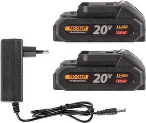 Procraft PTA-25-2B 20V SET - akumulátorový vyžínač (s 2x1,5 Ah akumulátory a nabíječkou)