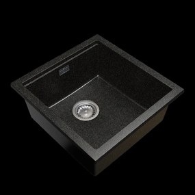 Gamma Decor 4850, 1-komorový granitový dřez 480x500x215 mm, černá se zlatými body, GMA-ZLE000164