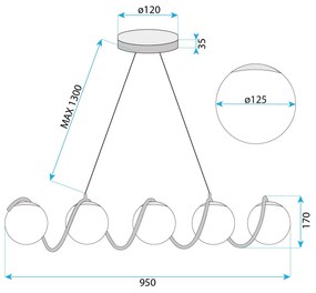 Toolight Závěsné osvětlení Modern D7 APP1780-5CP zlaté