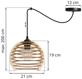 Závěsné svítidlo TIMBER SPIDER, 1x dřevěné stínítko, N