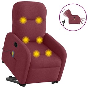 Elektrické zvedací masážní polohovací křeslo vínové textil 3303005