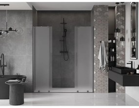 Mexen Velar Duo, posuvné sprchové dveře do otvoru 170 cm, 8mm sklo námraza, grafit broušený, 871-170-000-32-66