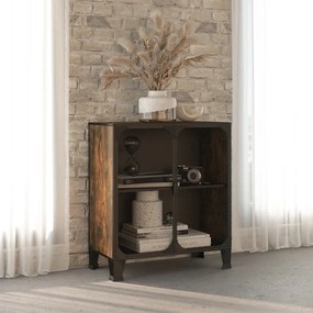 Úložná skříň rustikální hnědá 72 x 36 x 82 cm kov a MDF 335907
