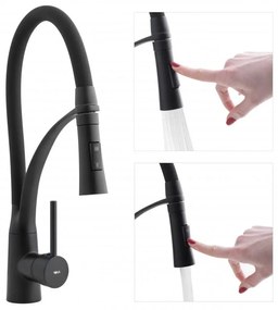 Erga Zefir, vysoká dřezová baterie s elastickým ramenem h-430, černá matná, ERG-YKA-BZ.ZEFIR-BLK