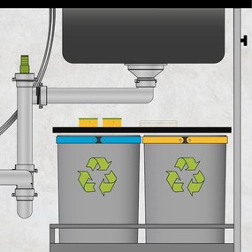 Sink Quality Titanite, kuchyňský granitový dřez 680x495x215 mm + černý sifon, černá, SKQ-TIT.C.1KKO.XB
