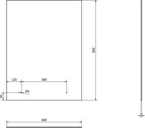 Aqualine Aqualine, Zrcadlo 60x80cm, včetně závěsů a otvorů pro polici, 22430