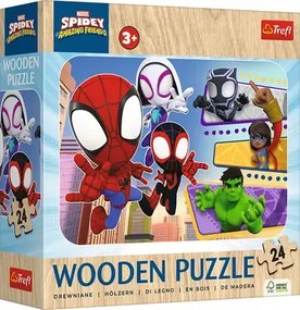 Trefl - Puzzle - Dřevěné puzzle Spidey a jeho úžasní přátelé / 24 dílk