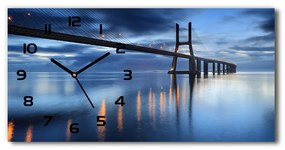 Wallmuralia Skleněné hodiny na stěnu Osvětlený most 60x30 cm