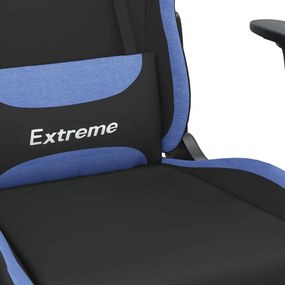 Petromila Herní židle s podnožkou černá a modrá textil