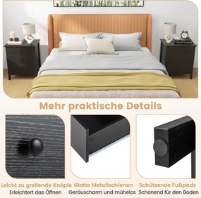 Costway Noční stolek s 3 zásuvkami k pružinové posteli – 56 × 45 × 66 cm