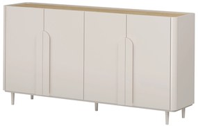 Komoda Amilio 200 cm na nožkách - kašmírová / dub olejovaný / kašmírové úchytky