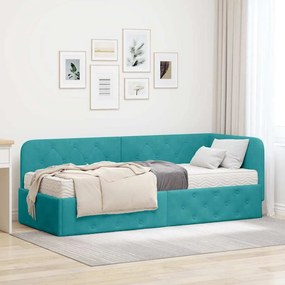 Rohový rám postele Tyrkysová 80 x 200 cm samet 3394070