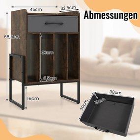 Costway Stojan na gramofonové desky Vinylová police s 4 přihrádkami na 160 alba