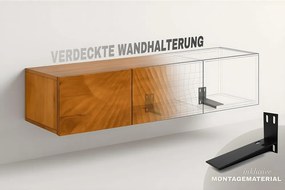 Designový závěsný TV stolek Ladarius 160 cm černé mango