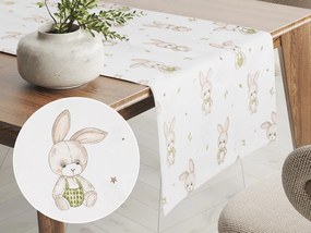 Biante Dětský bavlněný běhoun na stůl Sandra SA-401 Zajíčci na bílém 35x160 cm