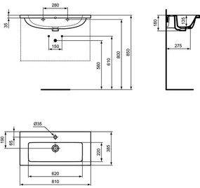 Ideal Standard i.Life S Umyvadlo 81 x 38,5 cm, bílá T458901