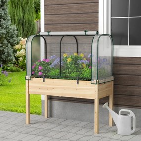 Costway Mini skleník 2 v 1 s PE krytem na vyvýšenou postel s rolovacími dvířky