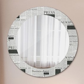 Kulaté dekorativní zrcadlo Vzor z novin fi 60 cm