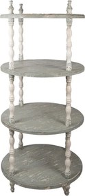 Zeleno-béžový antik volně stojící kulatý dřevěný regál Brocante - Ø 80*175 cm